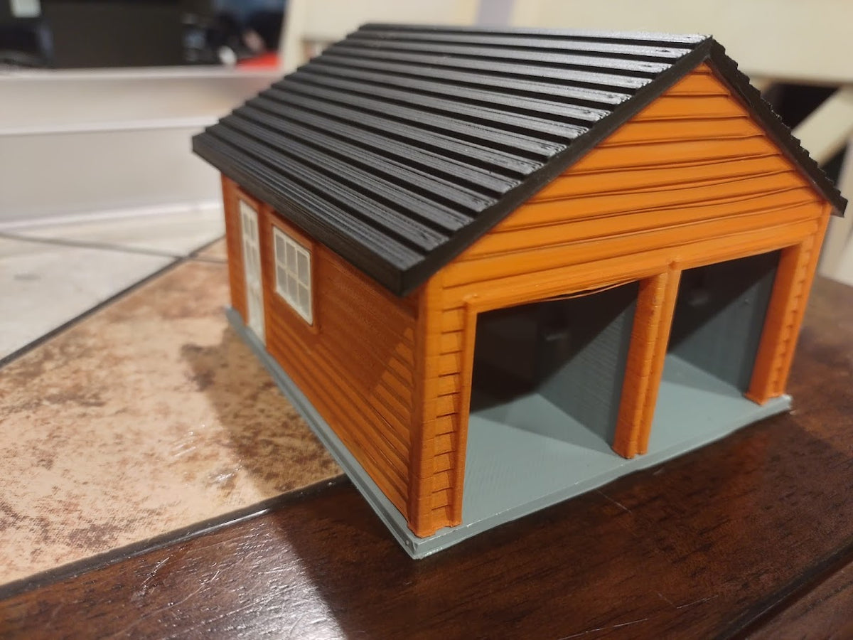 HO Scale 2 Car Detached Garage — Print Station 3d