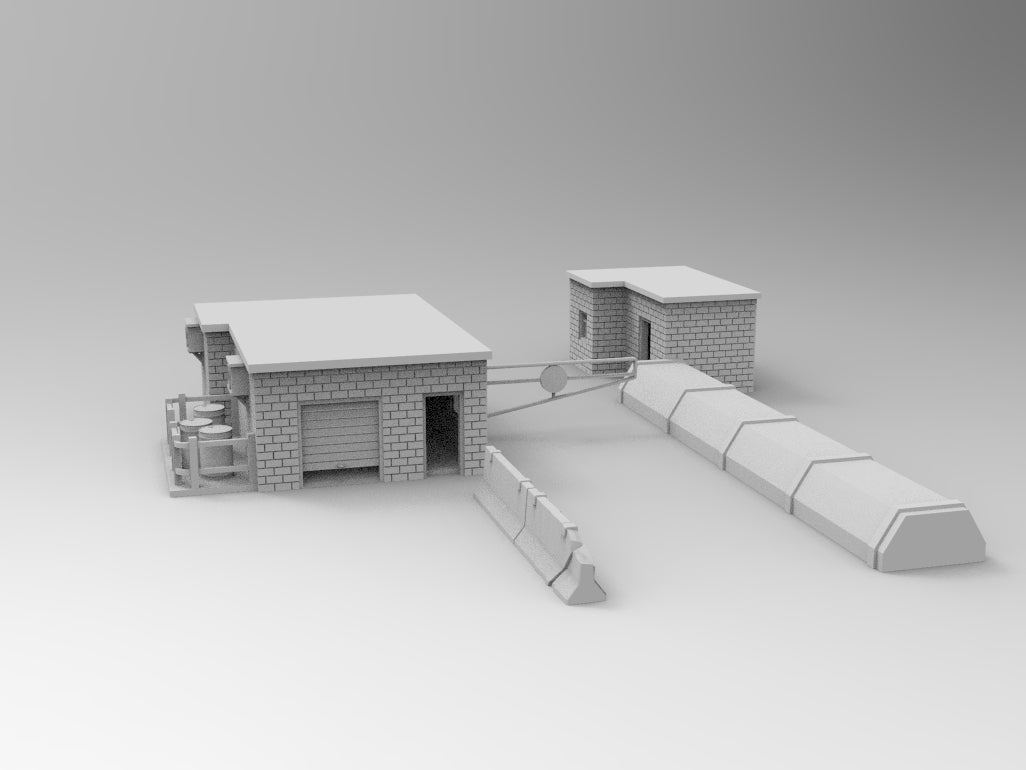 HO-Scale Industrial Entry Gate — Print Station 3d
