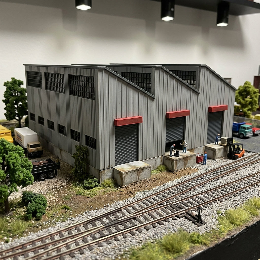 N Scale Small Factory — Print Station 3d