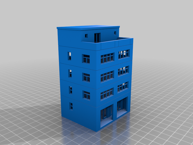 N Scale 5 Story Building II — Print Station 3d